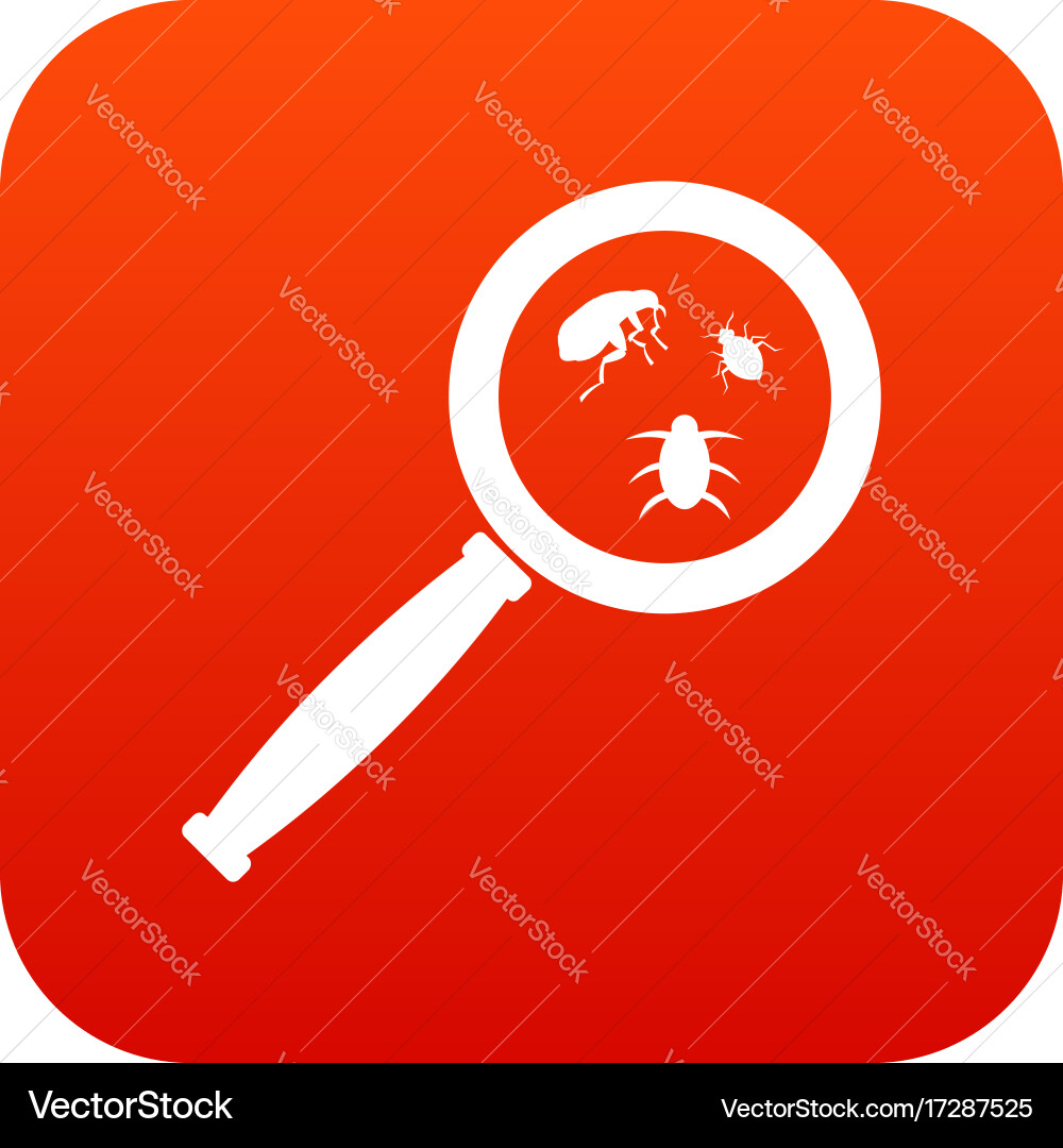 Magnifier and insects icon digital red Royalty Free Vector