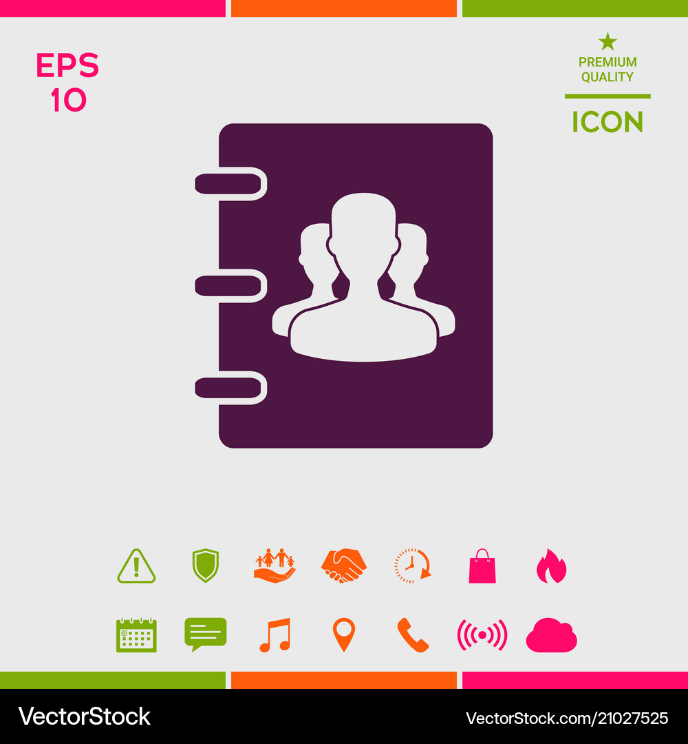 Notebook address phone book icon with symbol Vector Image
