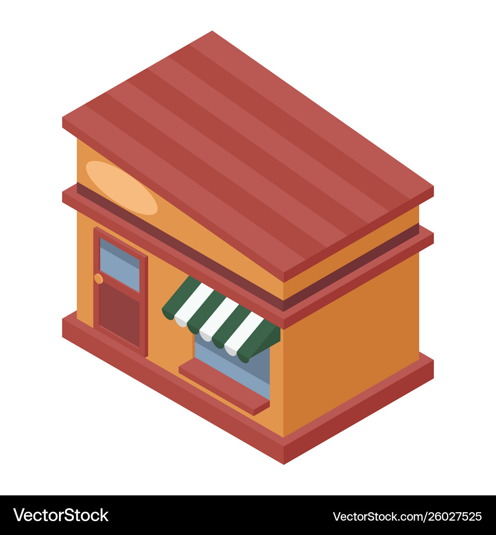 Red and orange isometric building a store Vector Image