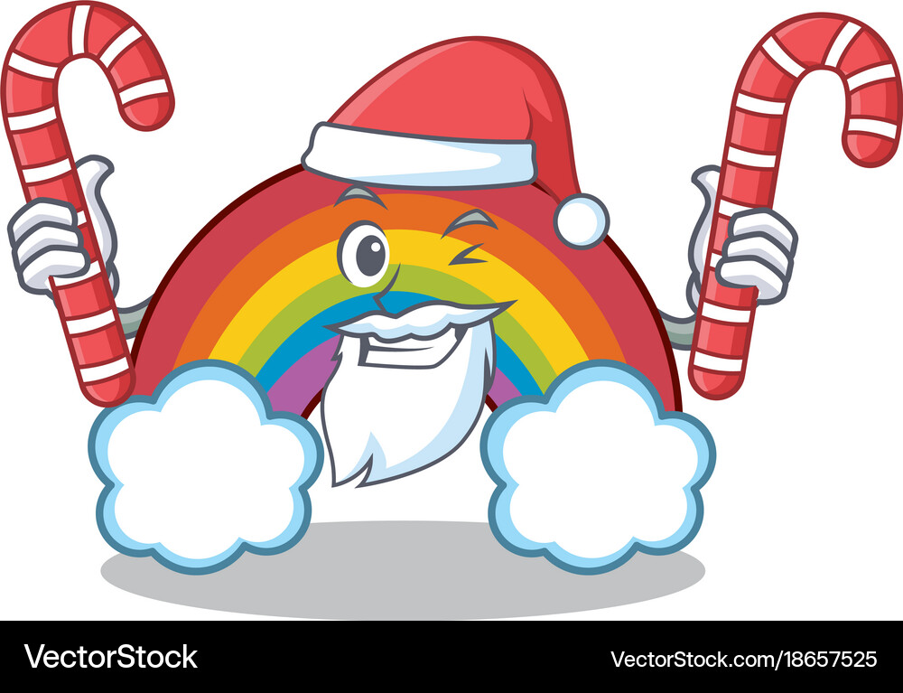 Santa with candy colorful rainbow character Vector Image