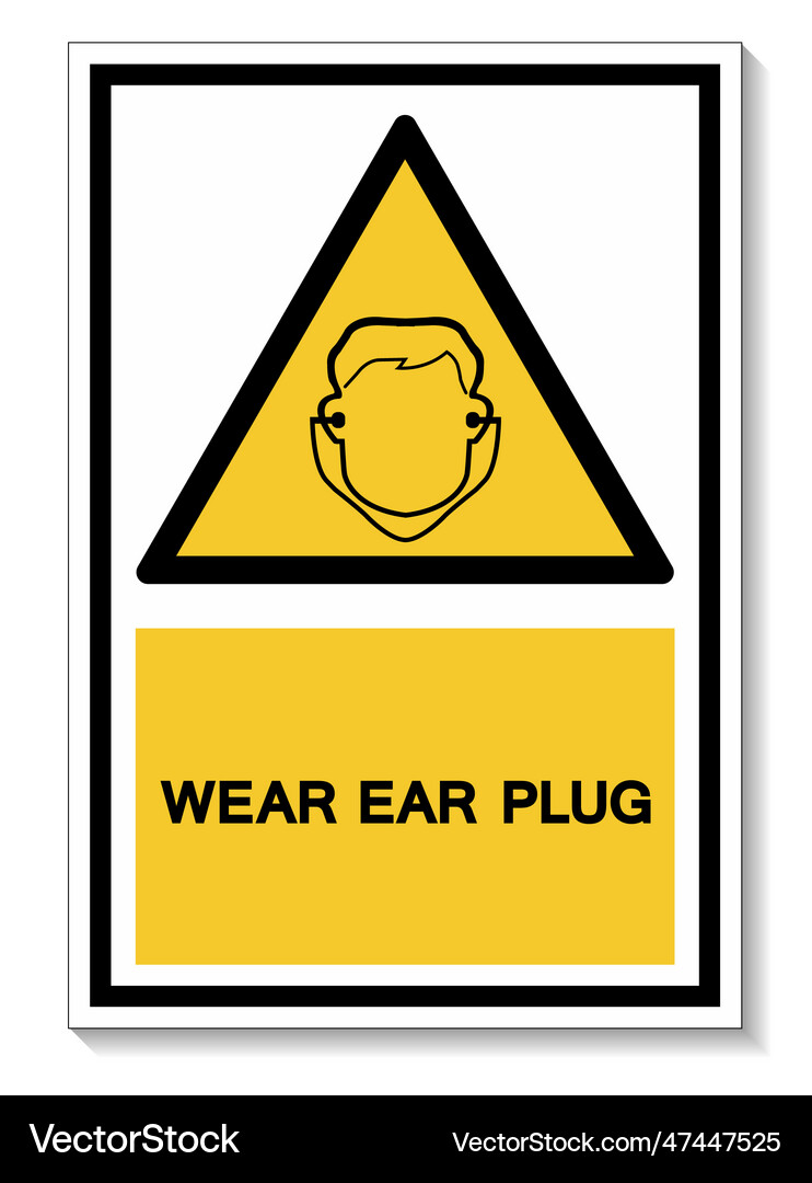 Symbol wear ear plug sign isolate on white Vector Image