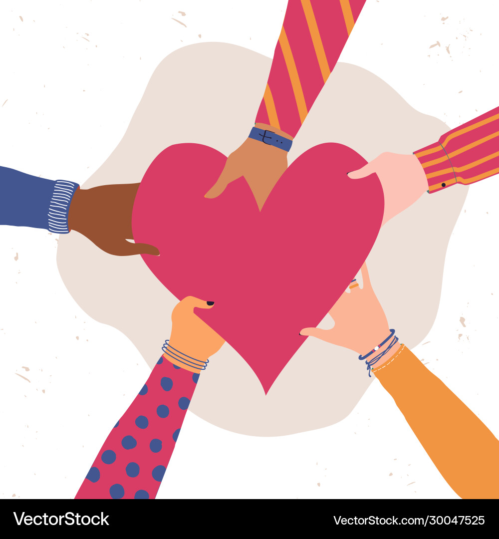 Trendy with different hands holding heart concept Vector Image