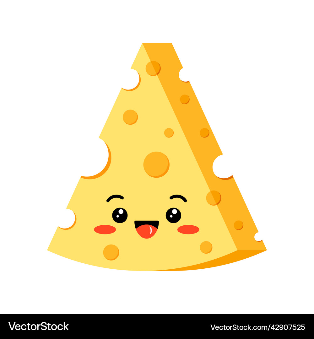 Triangle happy cheese with hole slice emoji Vector Image