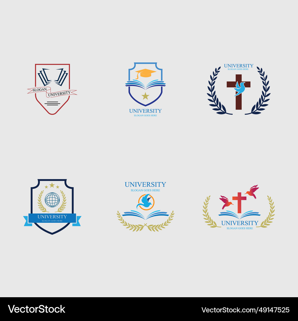 University and academy icons emblems or shields Vector Image
