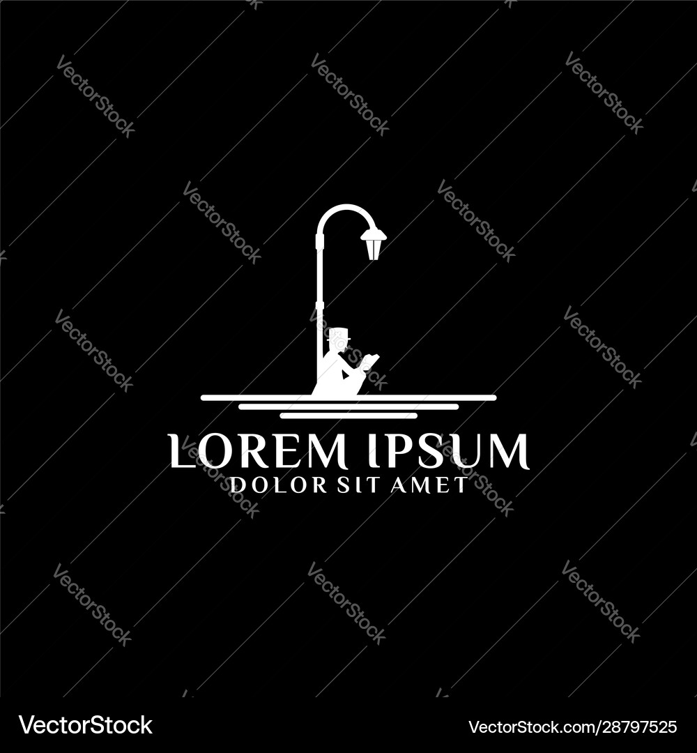 Vintage classic logo template with man reading Vector Image