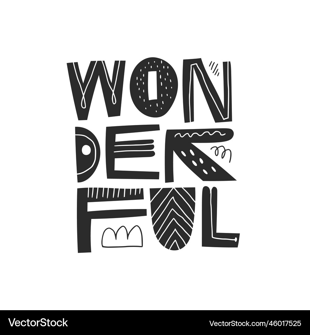 Wonderful monocolor lettering single word Vector Image