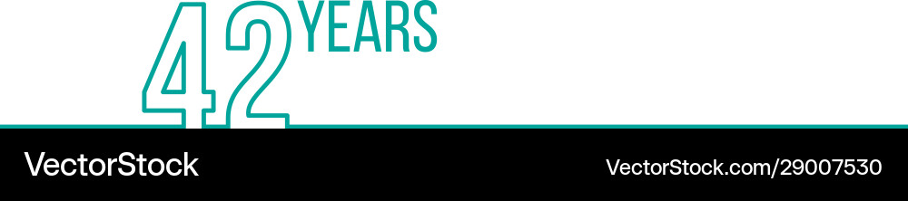 42 years anniversary or birthday linear outline Vector Image