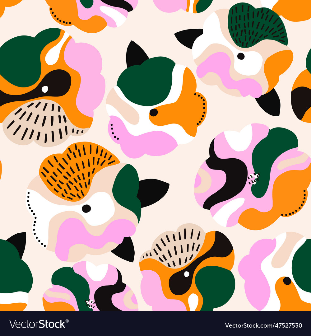 Abstract flowers seamless pattern floral modern Vector Image Abstract flowers seamless pattern floral modern Vector Image