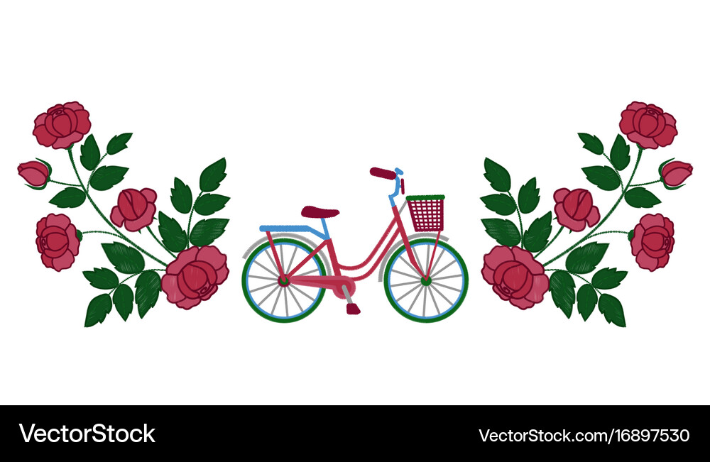 Free Bicycle Embroidery Pattern With Flowers