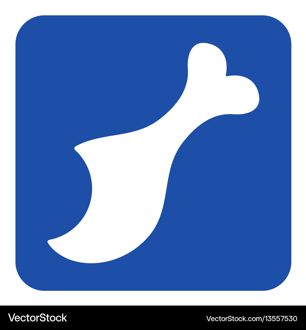 Blue white information sign - gnawed chicken leg Vector Image