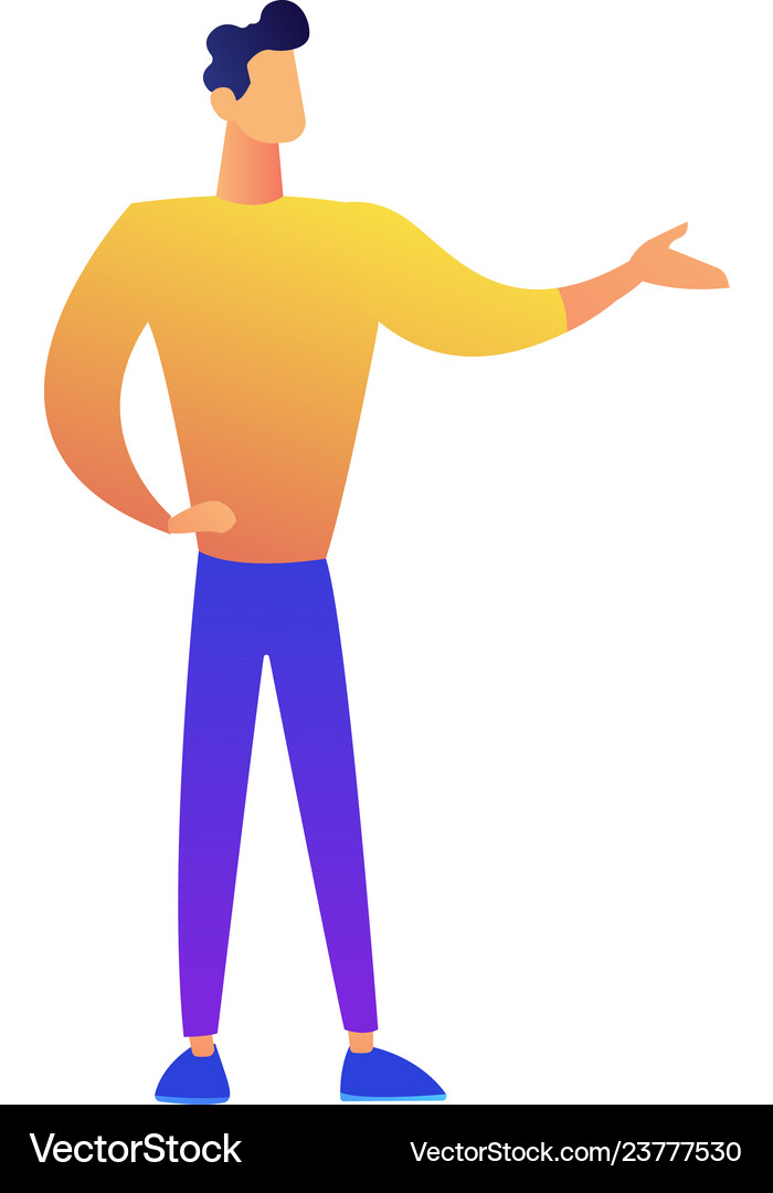 Businessman with pointing hand gesture to present Vector Image