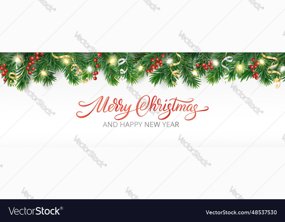 Christmas seamless decoration tree border Vector Image