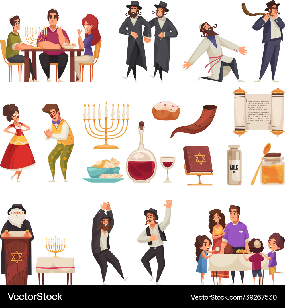 Jewish holiday set Royalty Free Vector Image - VectorStock