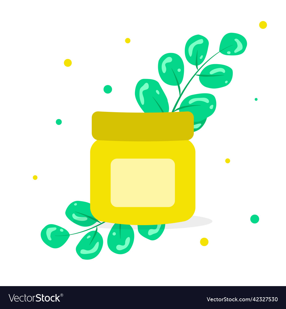 Organic Natural Herbal Cosmetics Mask Jar Vector Image