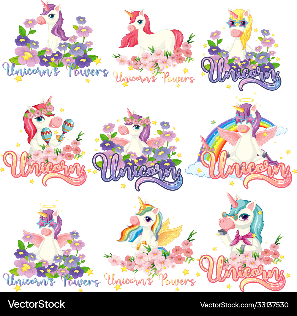 Set unicorn banner Royalty Free Vector Image - VectorStock