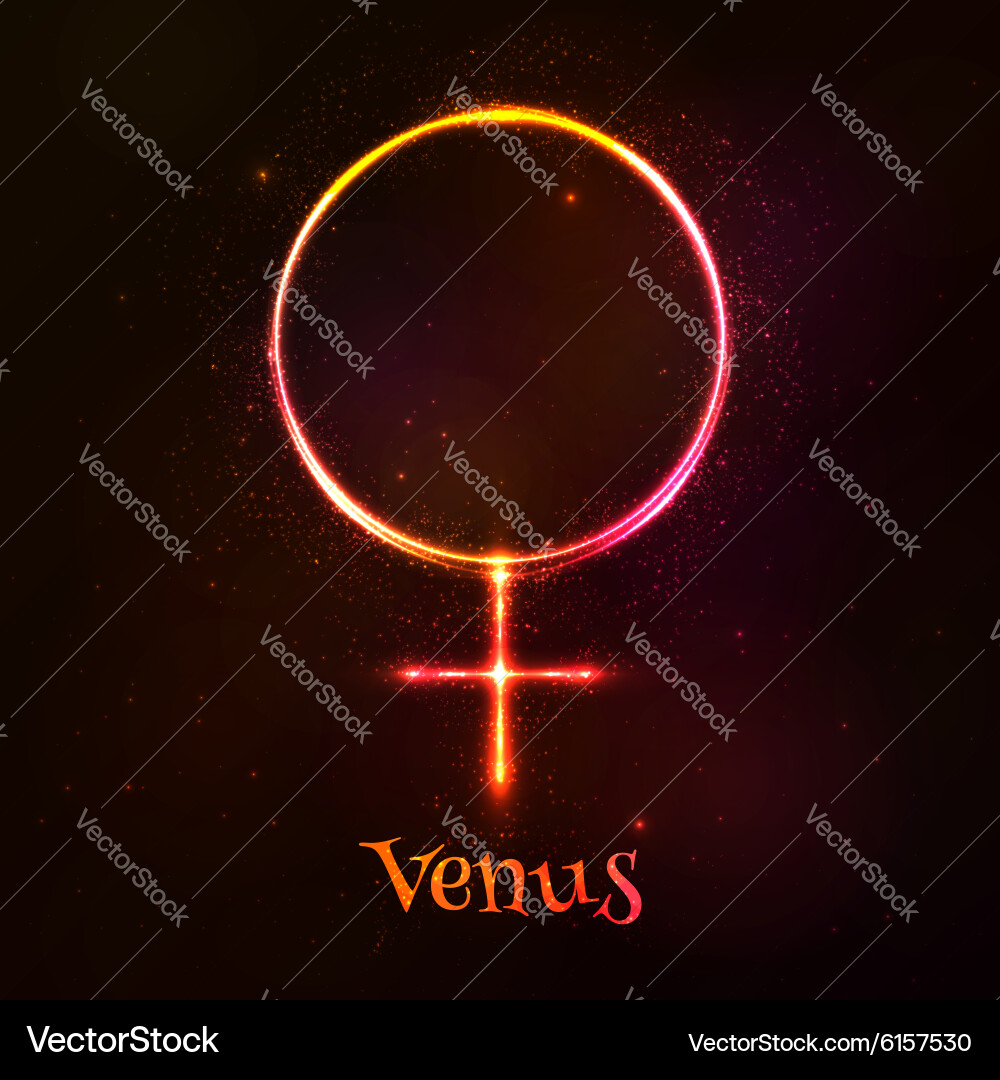Shining neon light venus astrological symbol Vector Image