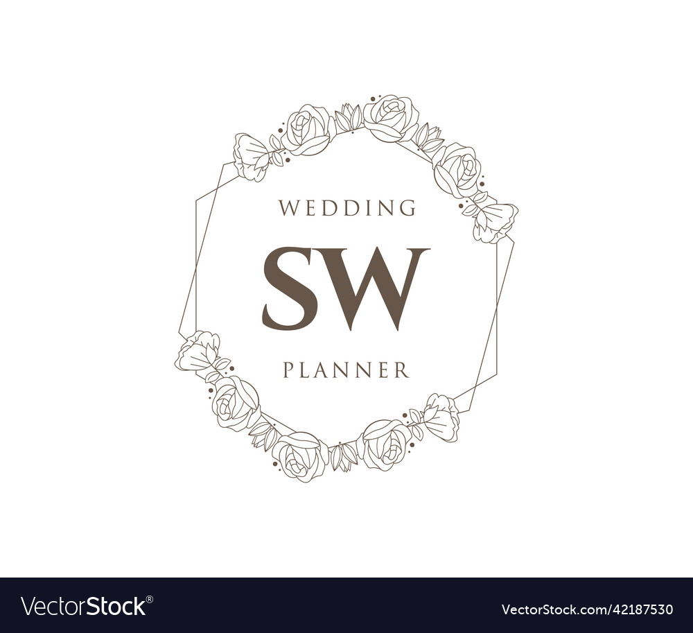Sw initials letter wedding monogram logos Vector Image