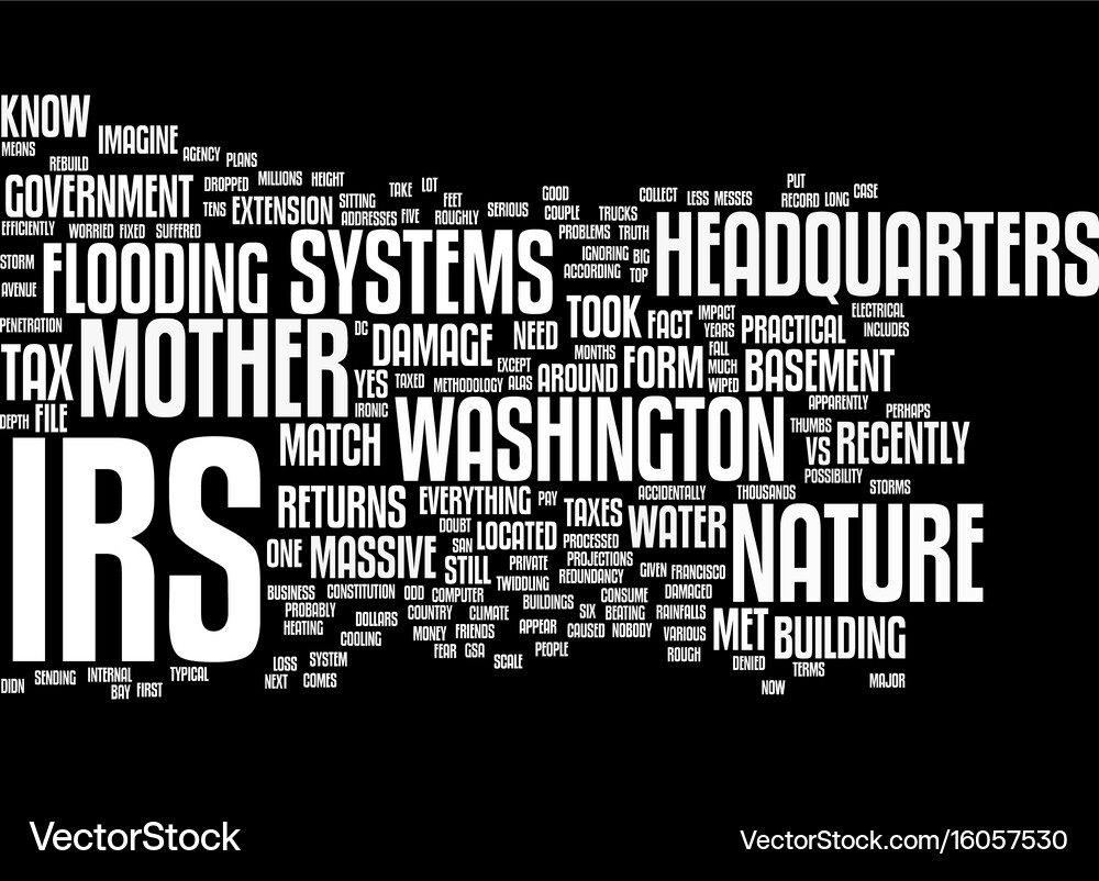The irs vs mother nature text background word Vector Image
