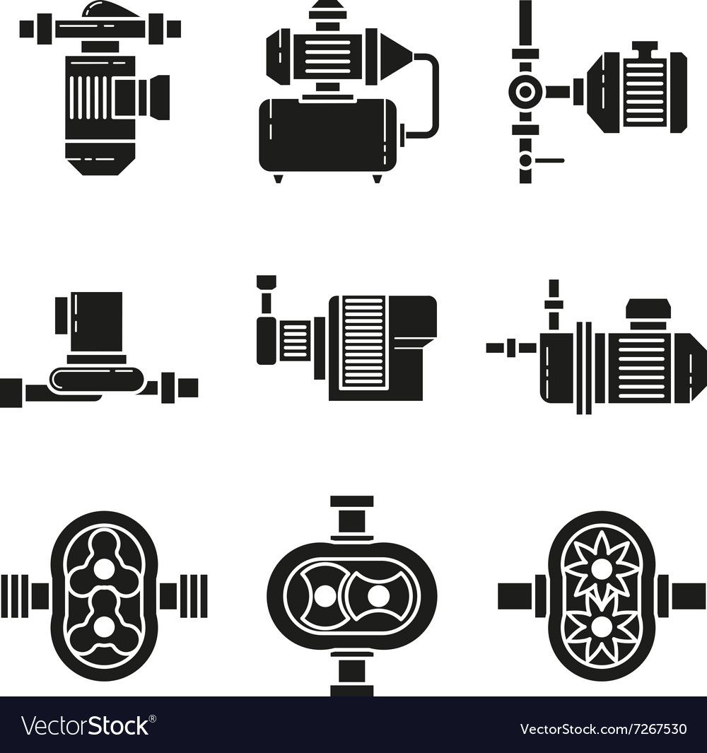 Water pump black icons sets Royalty Free Vector Image Water pump black icons sets Royalty Free Vector Image