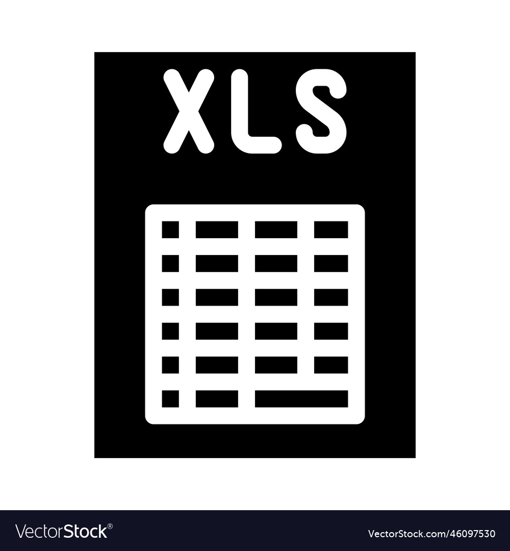 Xls file format document glyph icon Royalty Free Vector Xls file format document glyph icon Royalty Free Vector