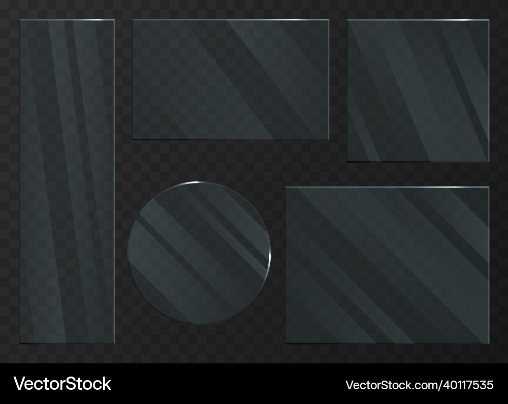 Black dark glass plate set with transparent effect