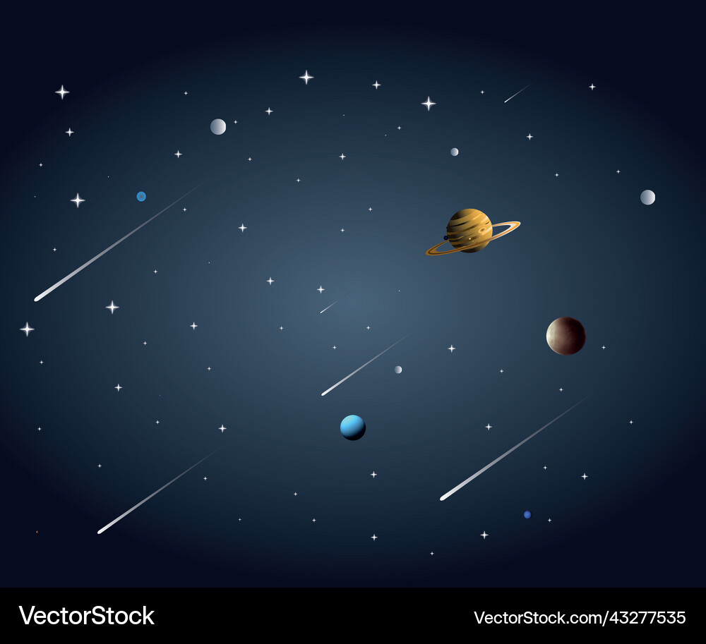 Cartoon space banner with purple planet surface Vector Image