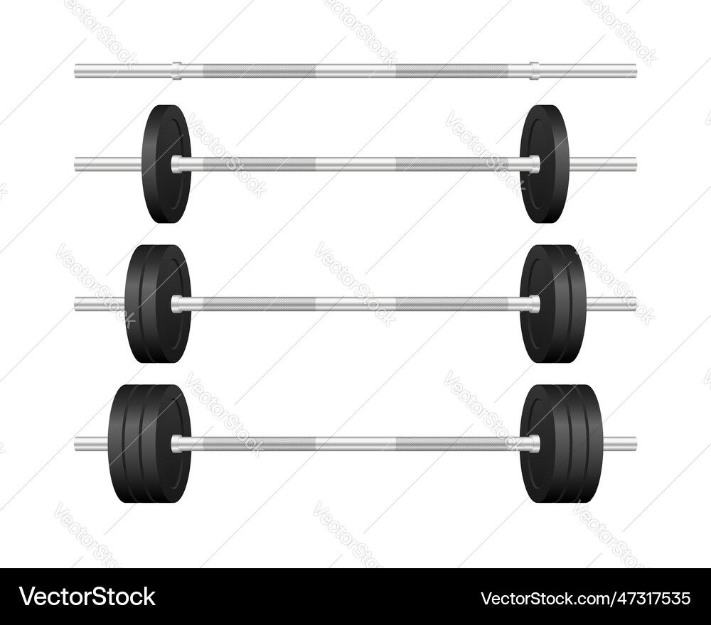 Collection of realistic barbells with different Vector Image