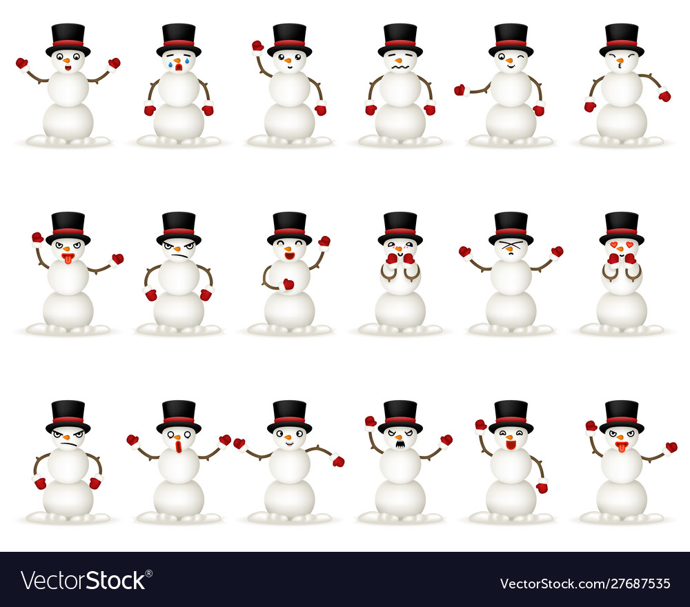 Cute funny winter christmas snowman smile emotion Vector Image