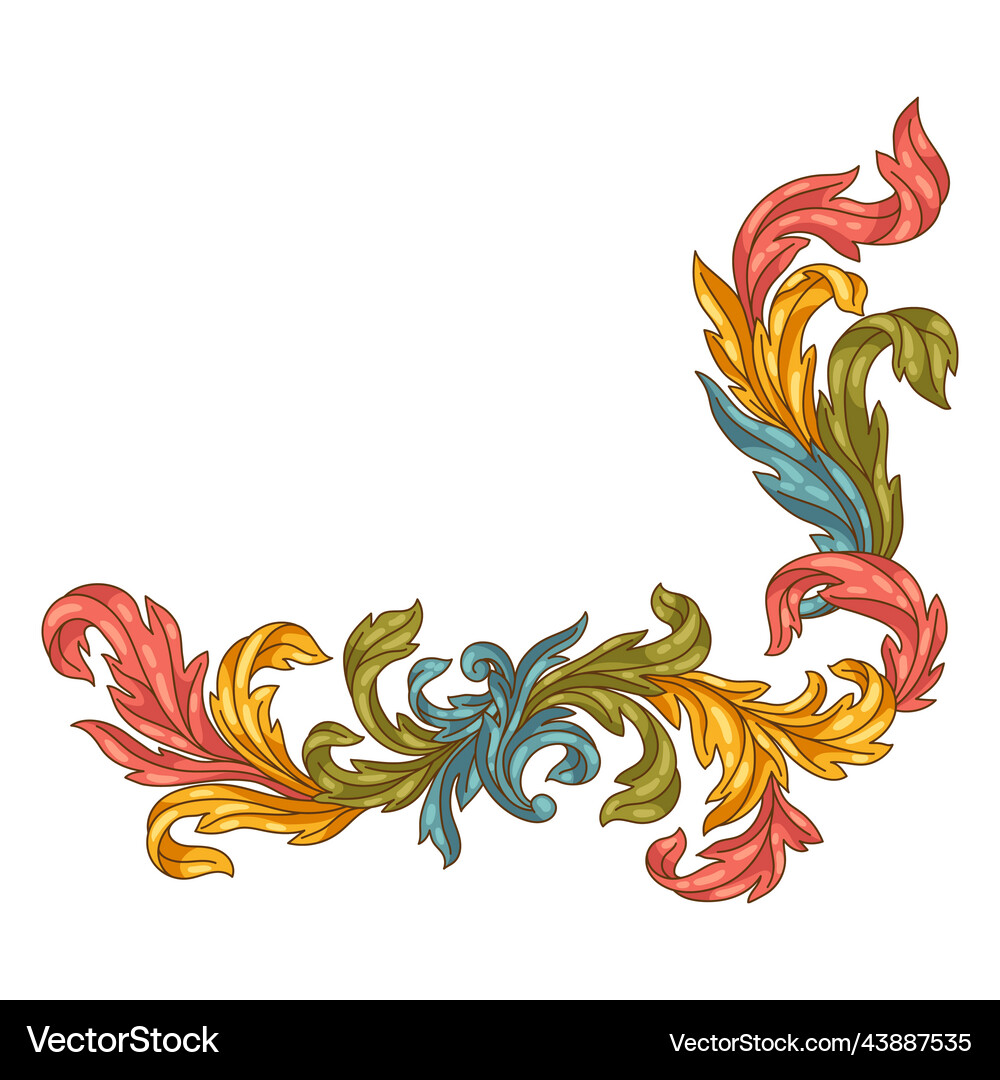 Decorative floral corner in baroque style Vector Image