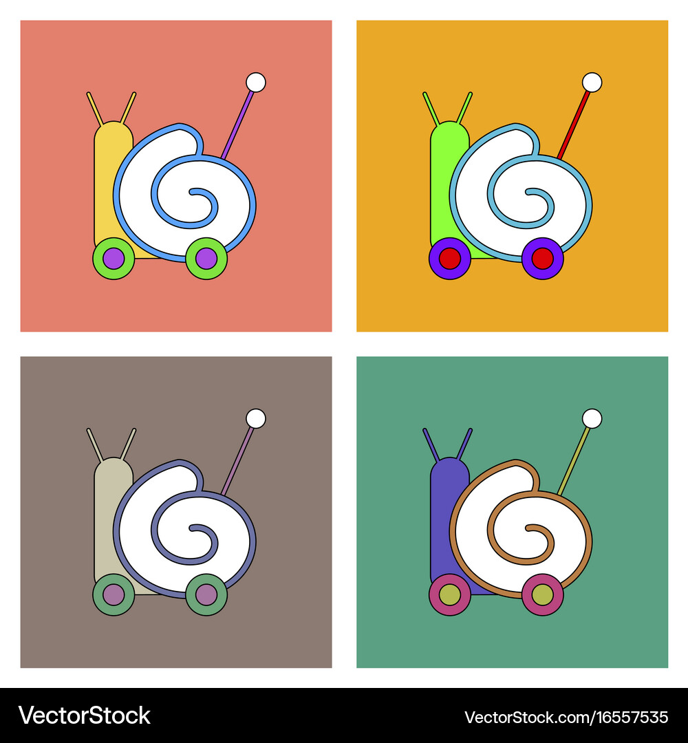 Flat icon design collection toy snail silhouette Vector Image