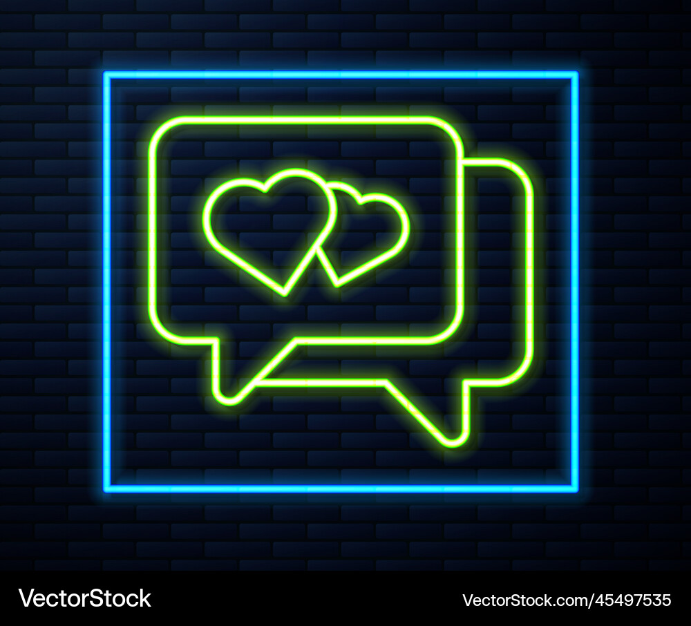 Glowing neon line heart in speech bubble icon Vector Image