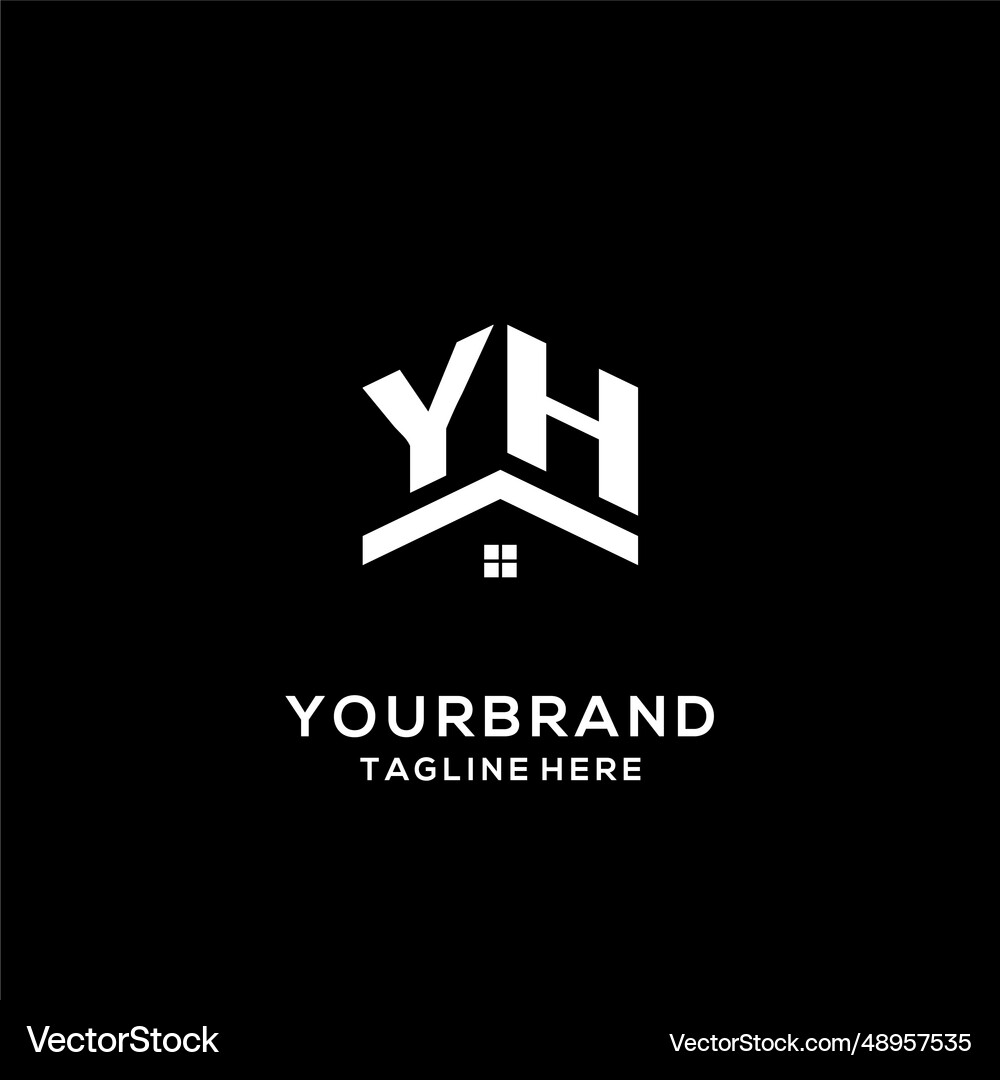 Initial yh logo with abstract home roof simple Vector Image