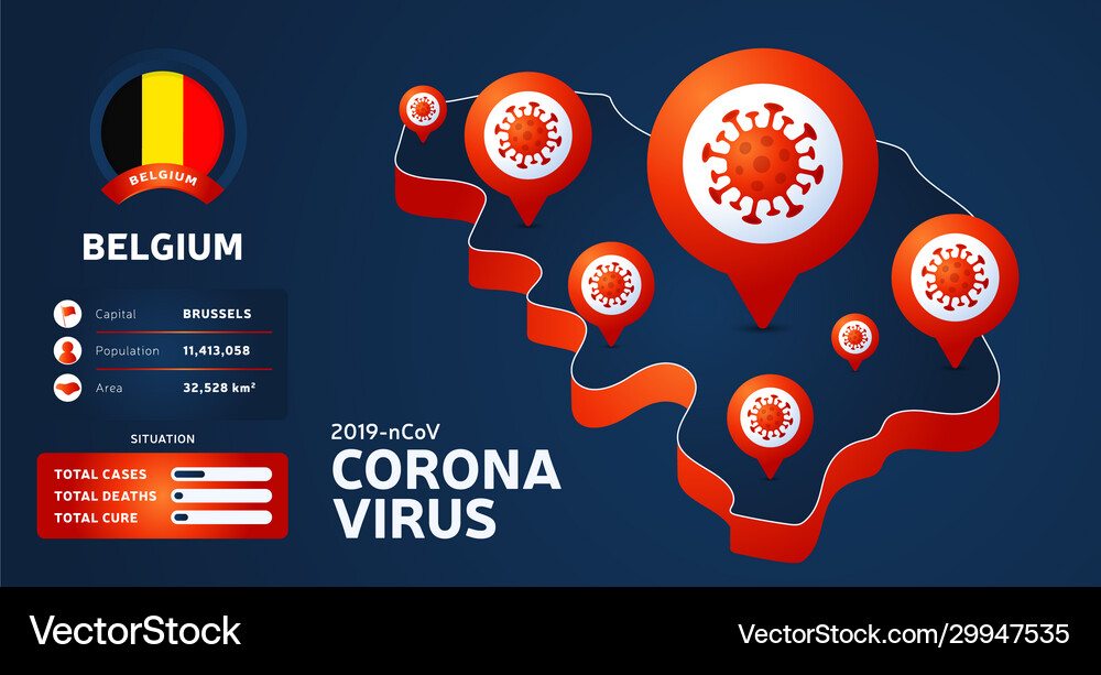 Isometric map belgium with highlighted country Vector Image