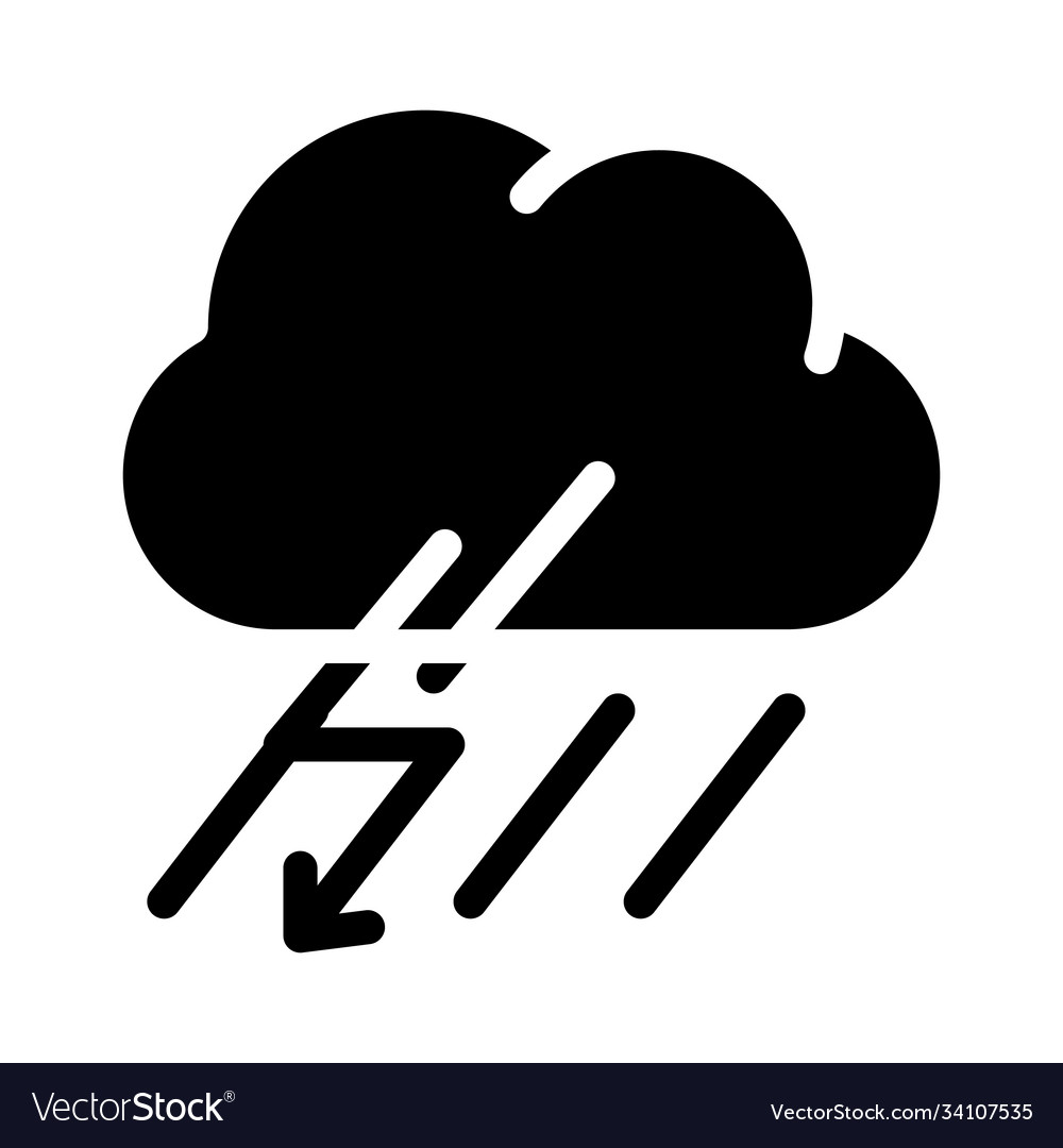 Rain thunderstorm and lightning glyph icon Vector Image Rain thunderstorm and lightning glyph icon Vector Image