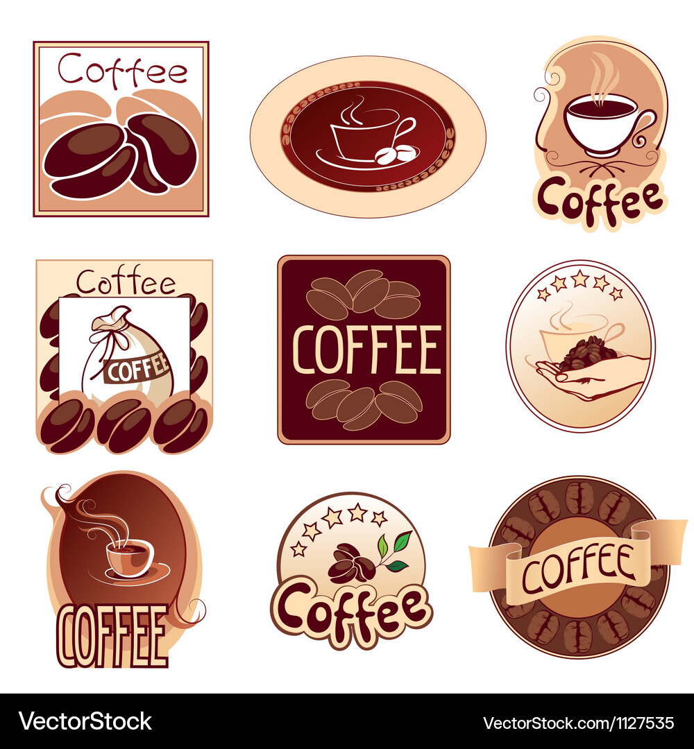 Set of logos for coffee brown Royalty Free Vector Image