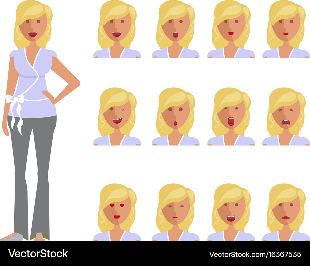 Set of woman expression Royalty Free Vector Image