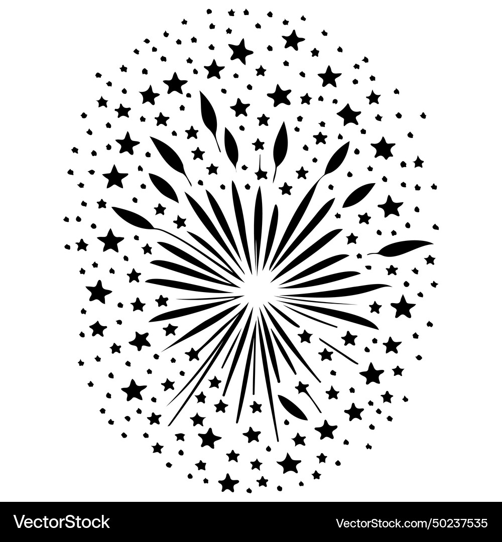 Shining firework with stars sketch hand draw Vector Image