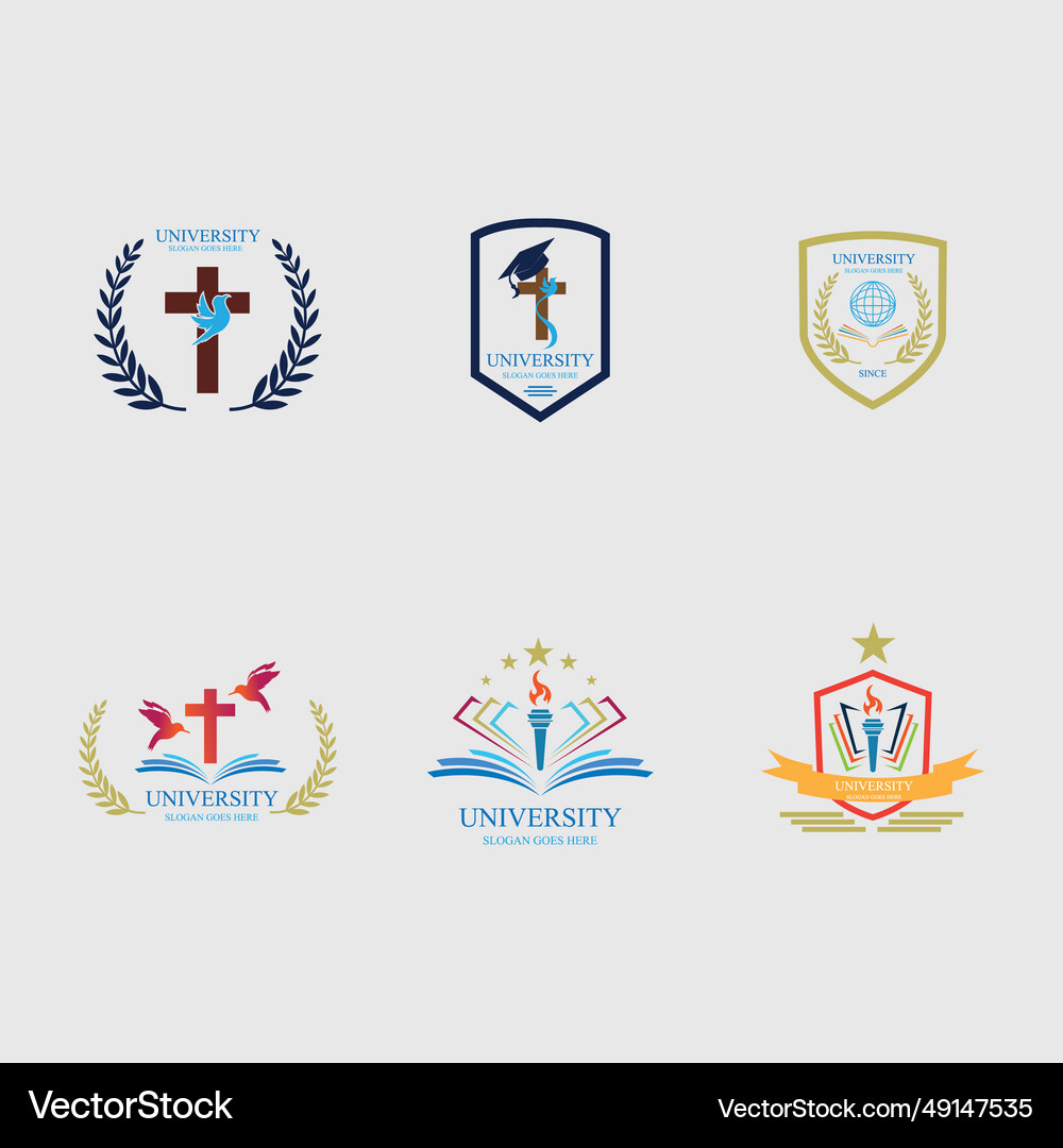 University and academy icons emblems or shields Vector Image
