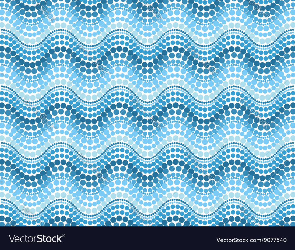Blue dotted waves seamless pattern Royalty Free Vector Image