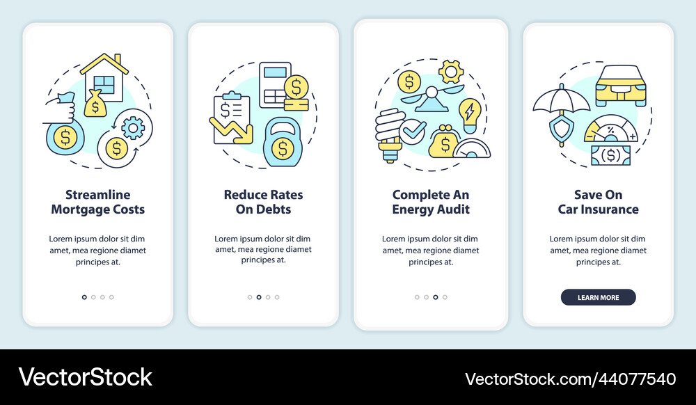 Budgeting for inflation onboarding mobile app Vector Image