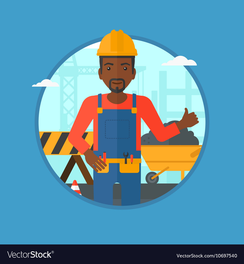 Builder giving thumb up Royalty Free Vector Image
