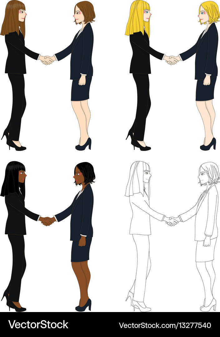 Business two women hand shake Royalty Free Vector Image
