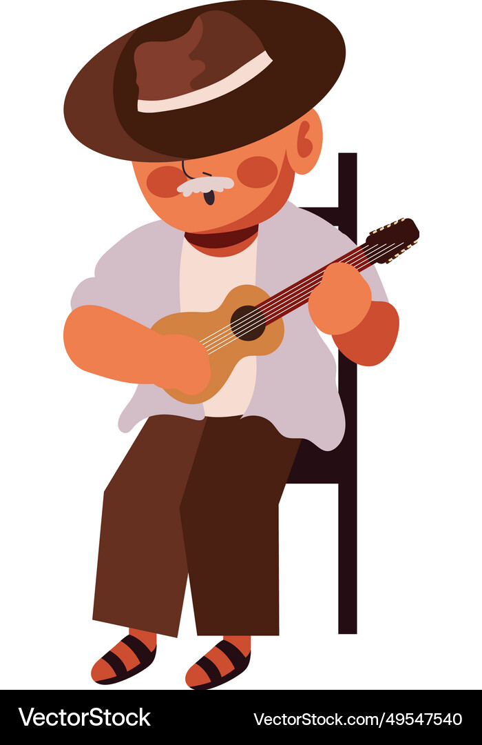 Chile charango old man Royalty Free Vector Image