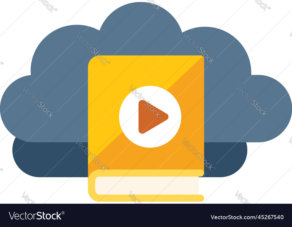 Cloud data icon flat online course Royalty Free Vector Image