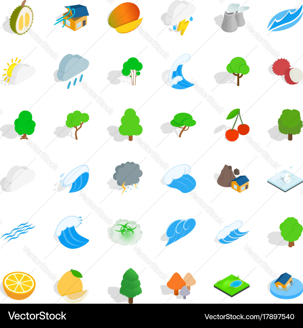 Cold season icons set isometric style Royalty Free Vector