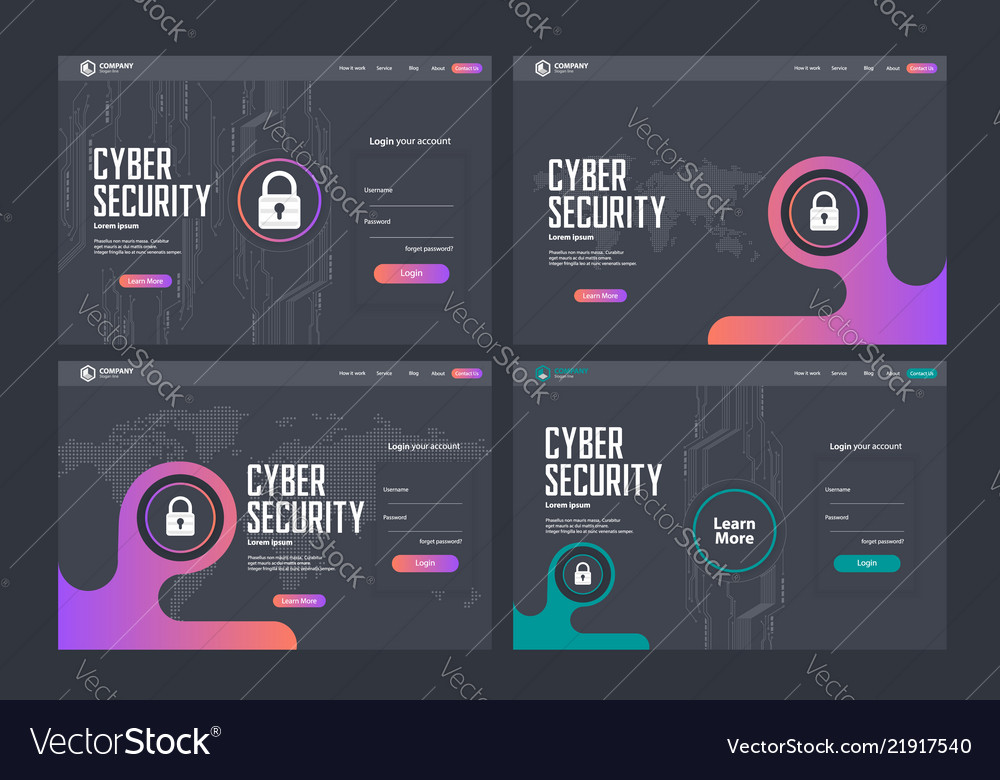 Cyber Security Landing Page Template Royalty Free Vector