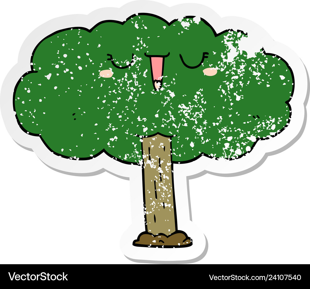 Distressed sticker of a cartoon tree Royalty Free Vector