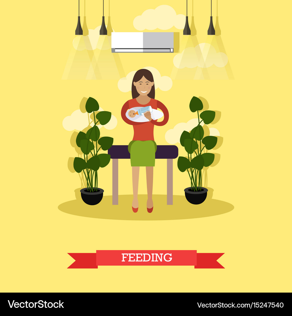 Feeding concept in flat style Royalty Free Vector Image