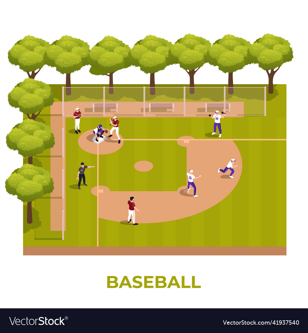 Isometric baseball composition Royalty Free Vector Image