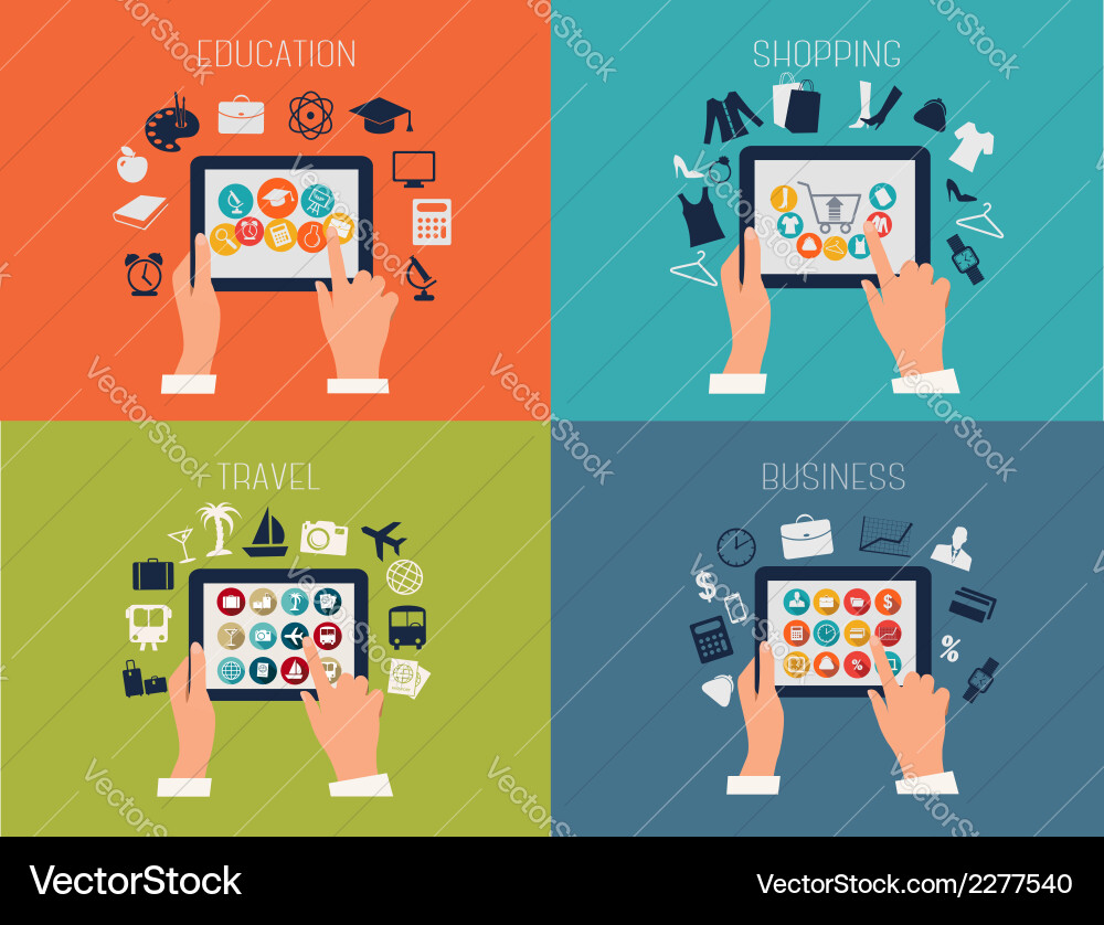Set of flat design backgrounds for education Vector Image